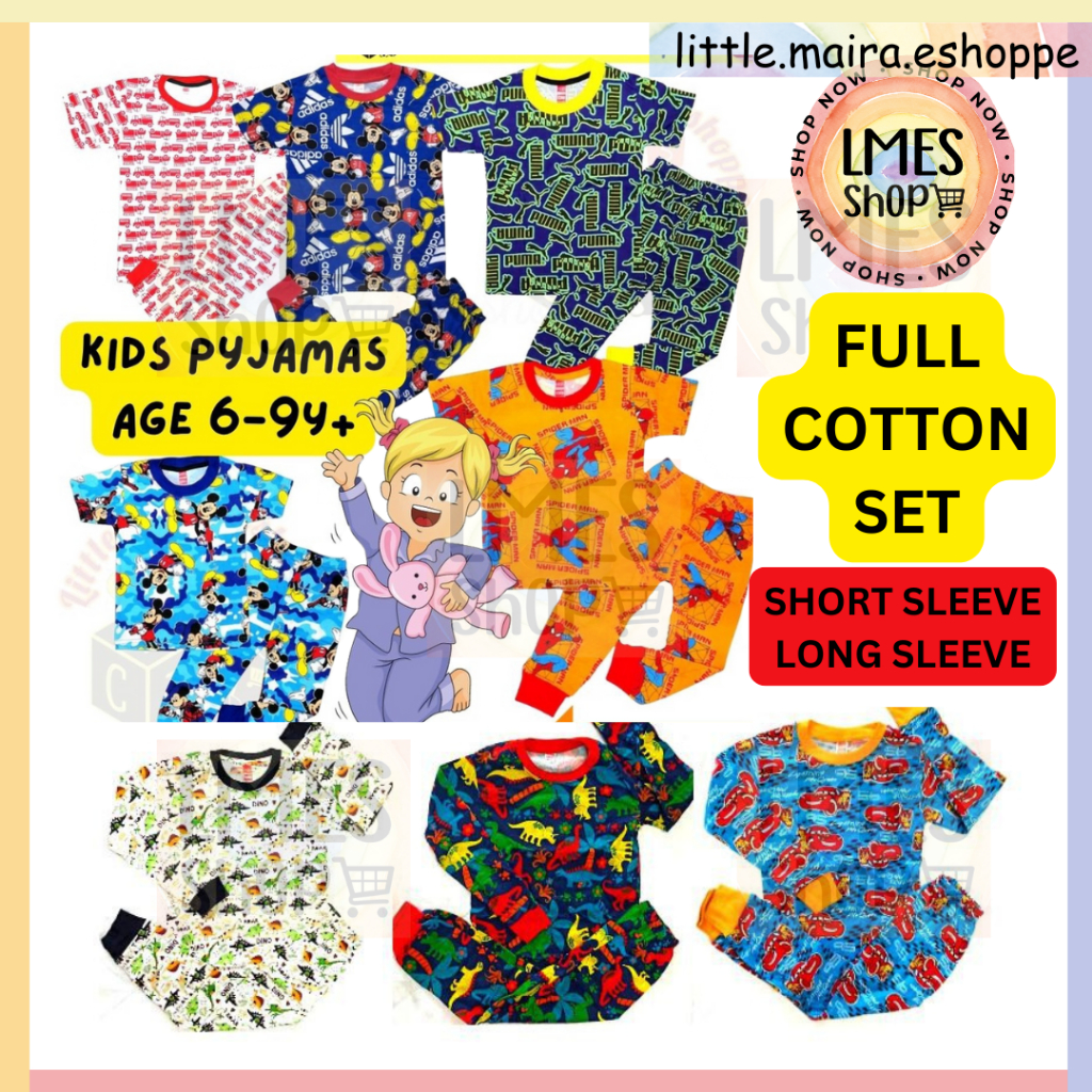 Kids Pyjamas Set Age 6-9y+ Pajamas Full Cotton Long Pant Mickey Minnie ...