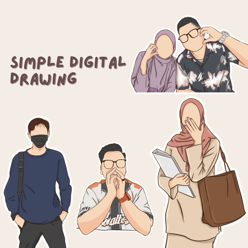 Simple Digital Drawing | Lukisan minimalist | Tanpa wajah | Shopee Malaysia