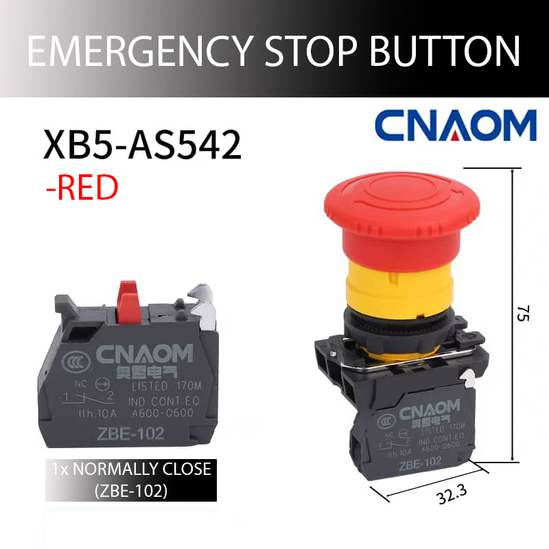 Emergency Stop Push Button Control Switch Rotating Reset Constant Close ...
