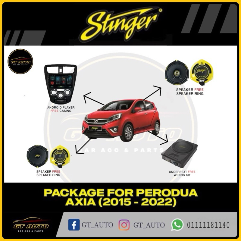 PERODUA AXIA 2015-2022 STINGER PACKAGE SET ANDRIOD PLAYER SET + 2 WAY ...
