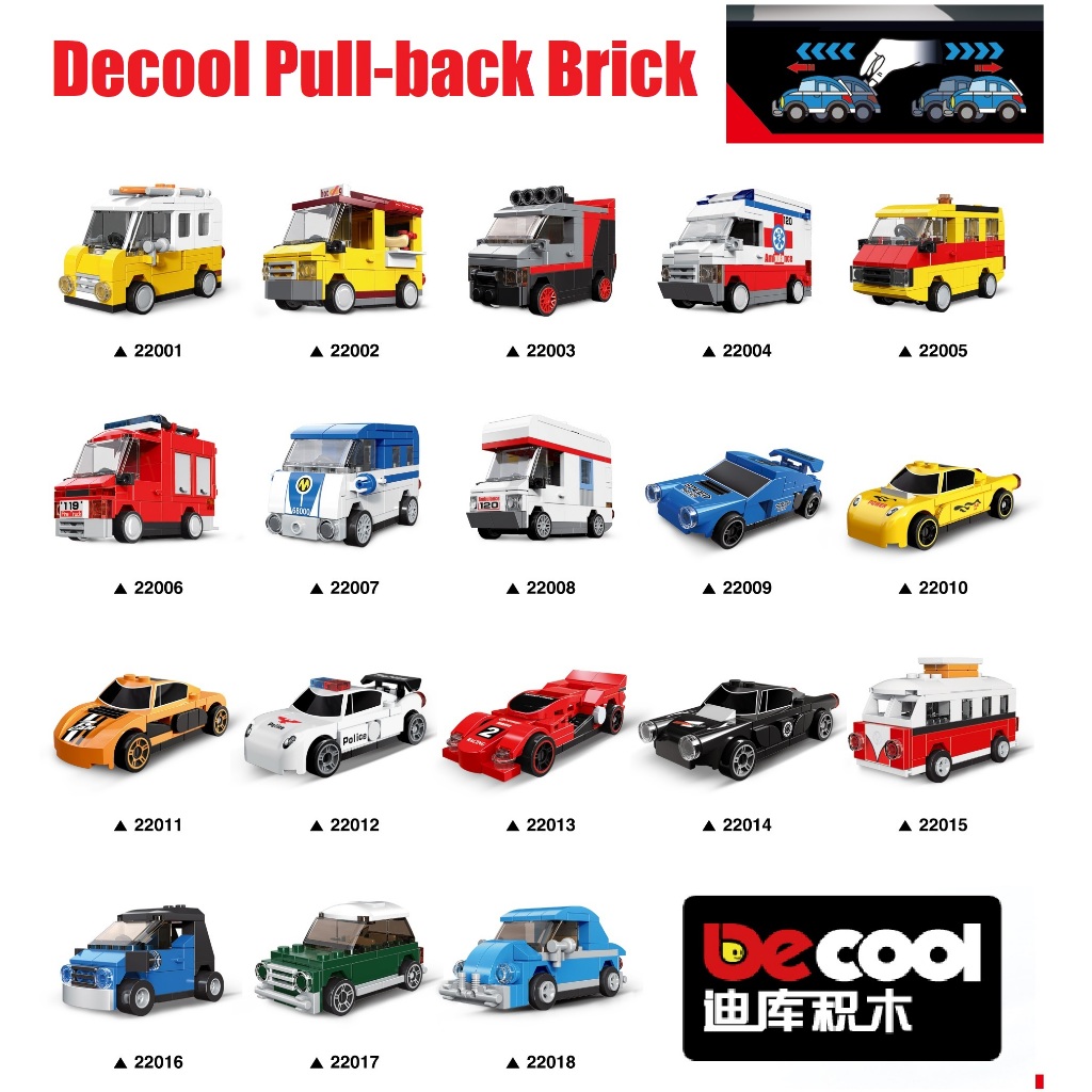 Decool 22001 To 22018 Pull Back Function Mini Racing Car Building ...