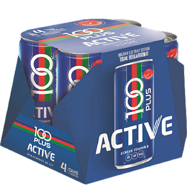 F&N 100 Plus Active With Vitamin B Original Isotonic Drink Tin Pack 4 x ...