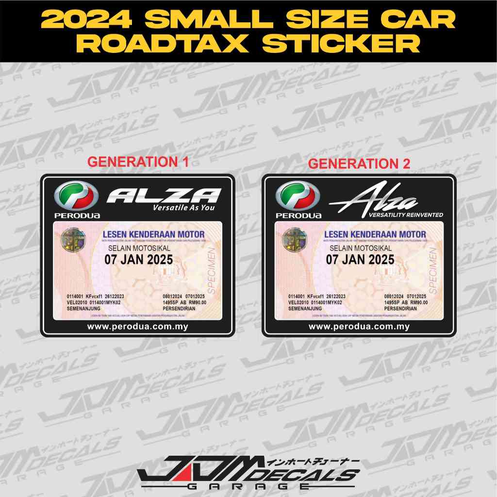 [2024 SMALL SIZE CAR ROADTAX STICKER] Perodua Alza Windscreen Roadtax ...