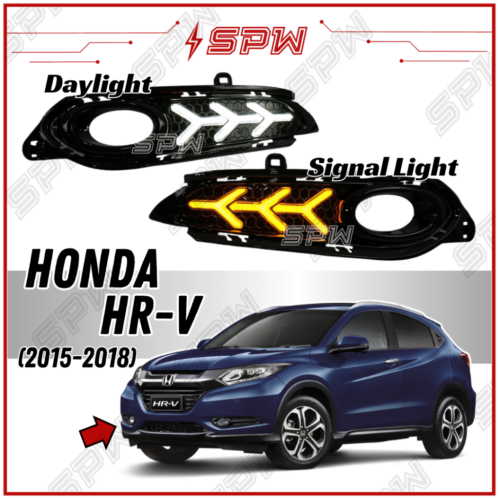 Honda HRV HR-V VEZEL (2015-2018) Daylight DRL Foglamp LED Cover Foglight Spotlight Turn Signal ...