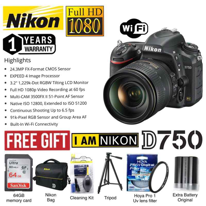 (NEW)NIKON D750 24-120MM F/4G ED VR (1 YEARS WARRANTY) FREE EXTRA ...