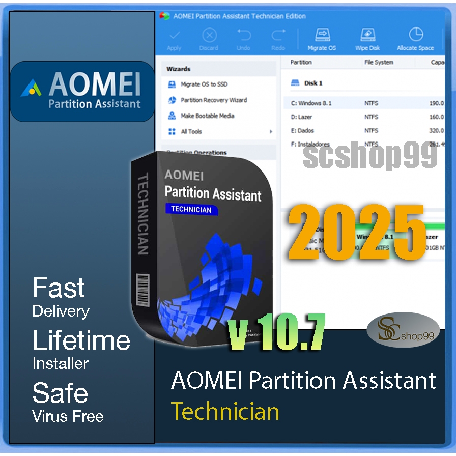 AOMEI Partition Assistant Technician 10.7.0For Windows 64bit (Latest ...