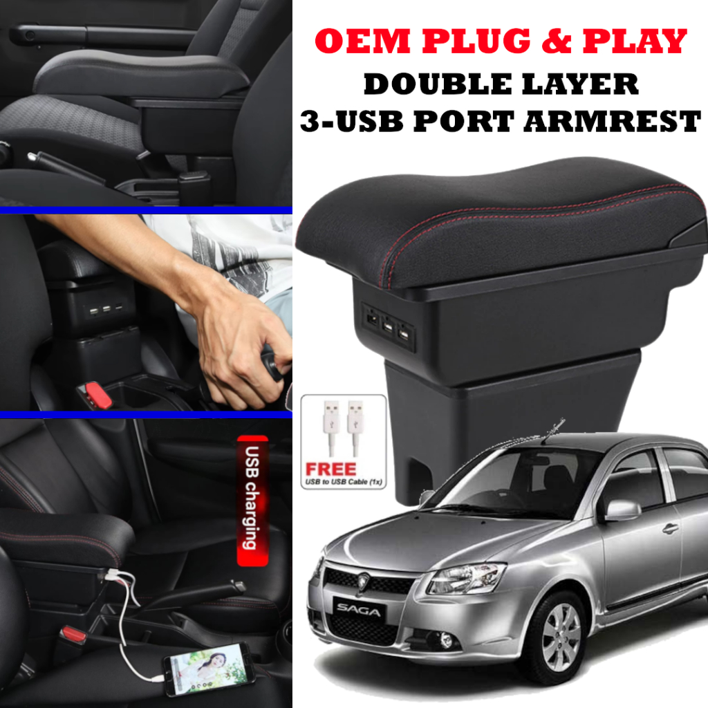 SAGA BLM FLX Car Arm Rest Double Layer Compartment Organizer Armrest 3 ...