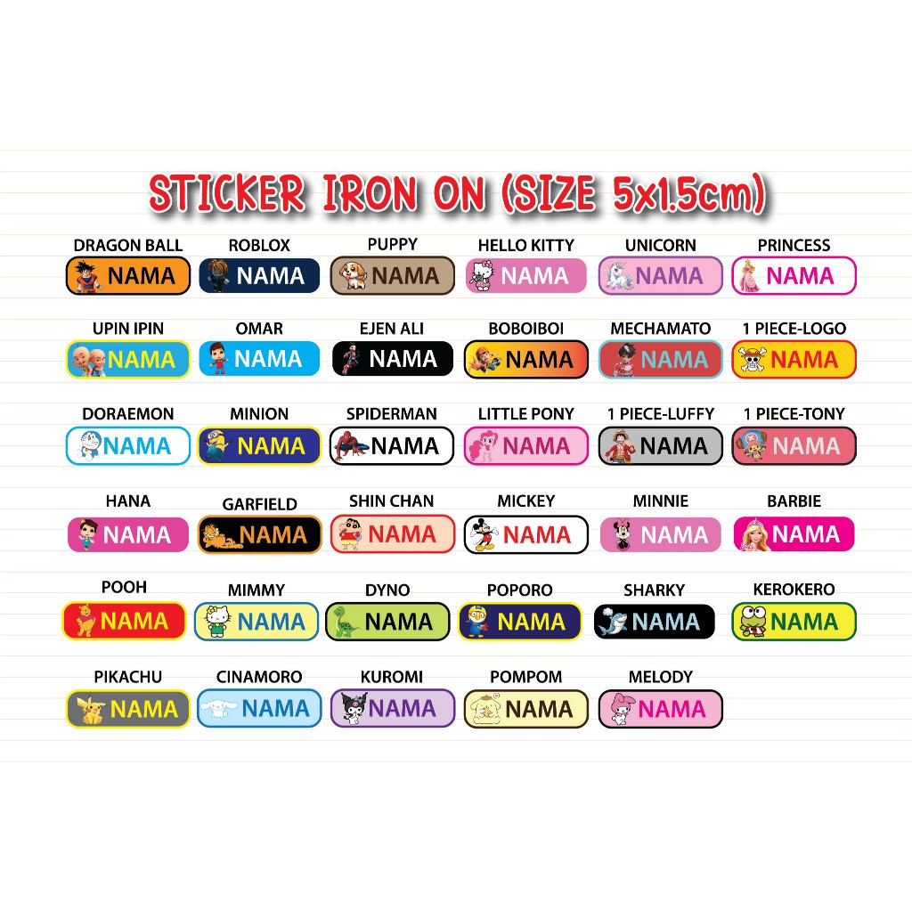 Sticker Label Baju & Iron On Label, Pelekat Nama Baju,Nama Baju Sekolah ...