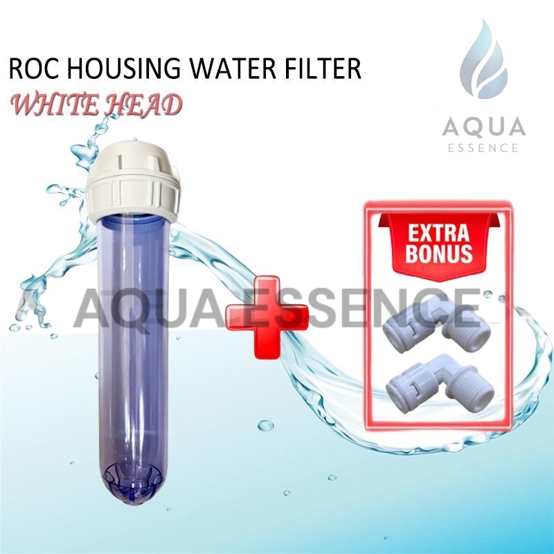 12" ROC [CLEAR / WHITE HEAD] CERAMIC HOUSING WATER FILTER ( With or ...
