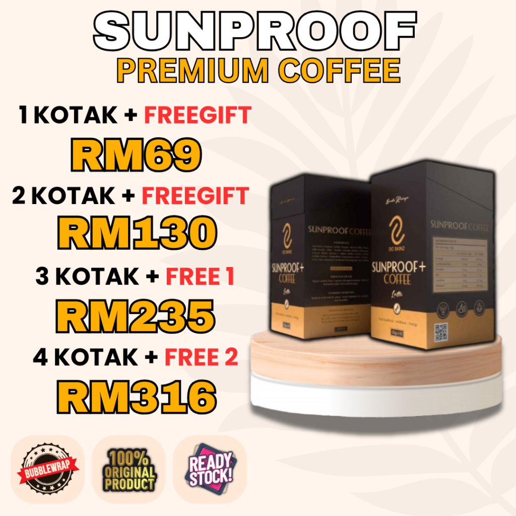 [100% ORIGINAL] SUNPROOF COFFEE ORAL SUNBLOCK KOPI SUNPROOF MELINDUNGI ...
