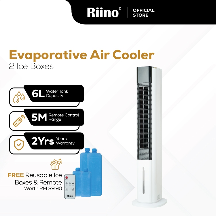 Riino Evaporative Pendingin Udara Portable Slim Tower Kawalan Jauh LED ...