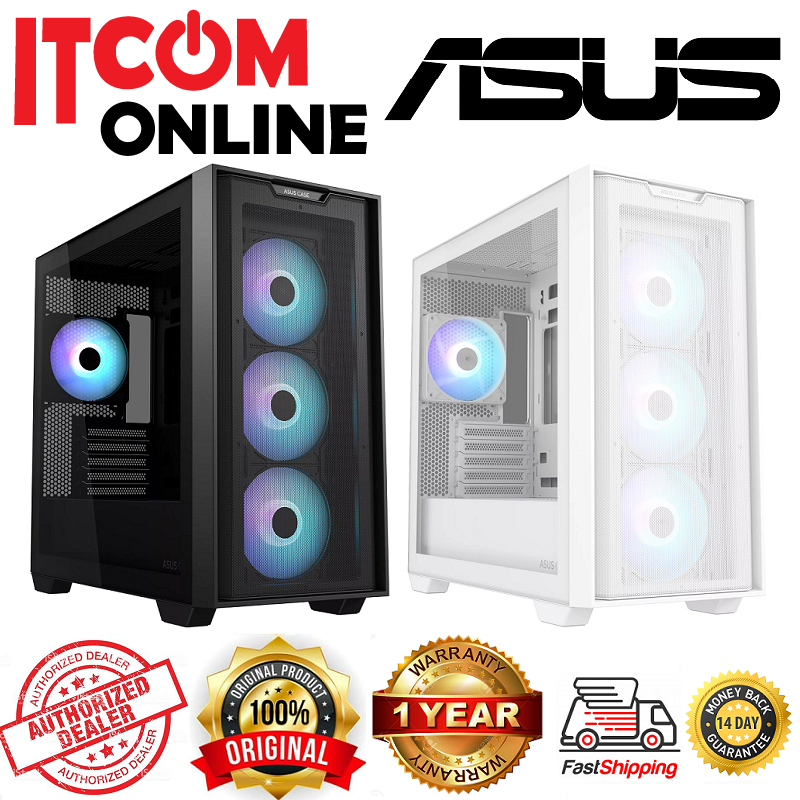 ASUS A21 PLUS TG MATX CASING WITH 4 ARGB FAN BLK/WHT | Shopee Malaysia