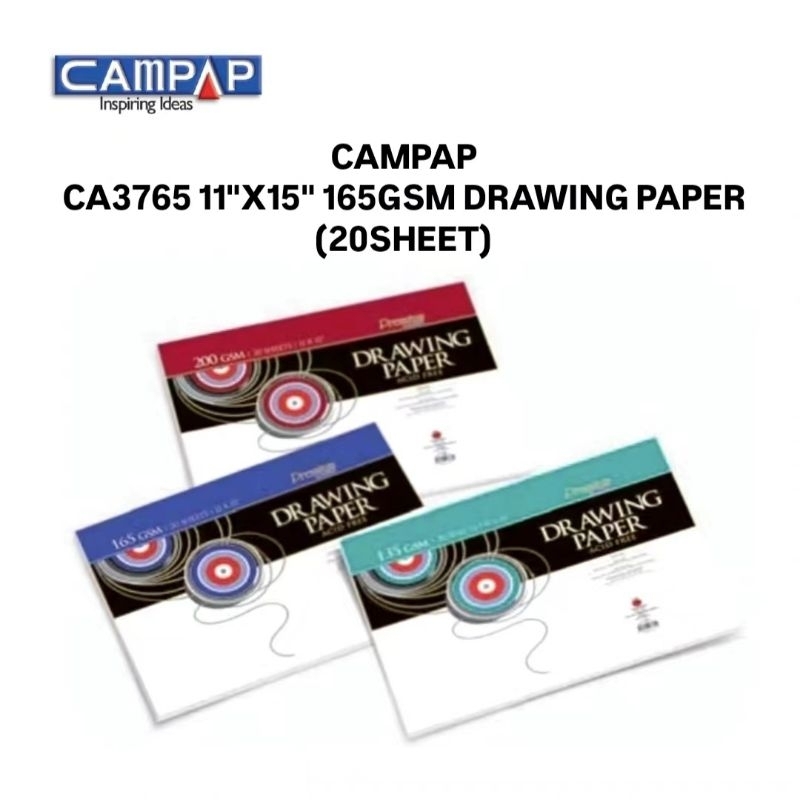 (2PCS) CAMPAP CA3765 Drawing Paper | 11X15" | 165GSM | 20SHEET | 图画纸 X ...