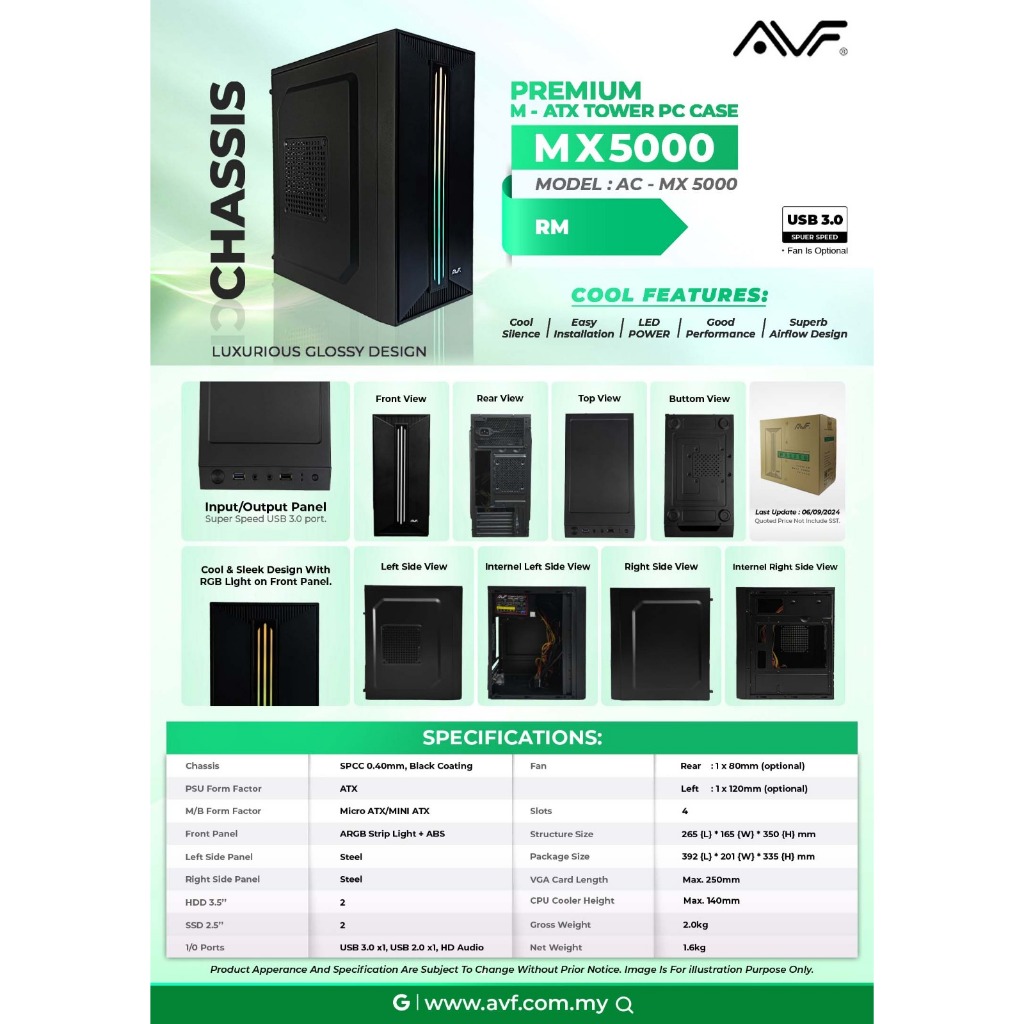 AVF AC-MX5000 Mini Micro Mid Tower MATX Side Transparent Casing AC ...