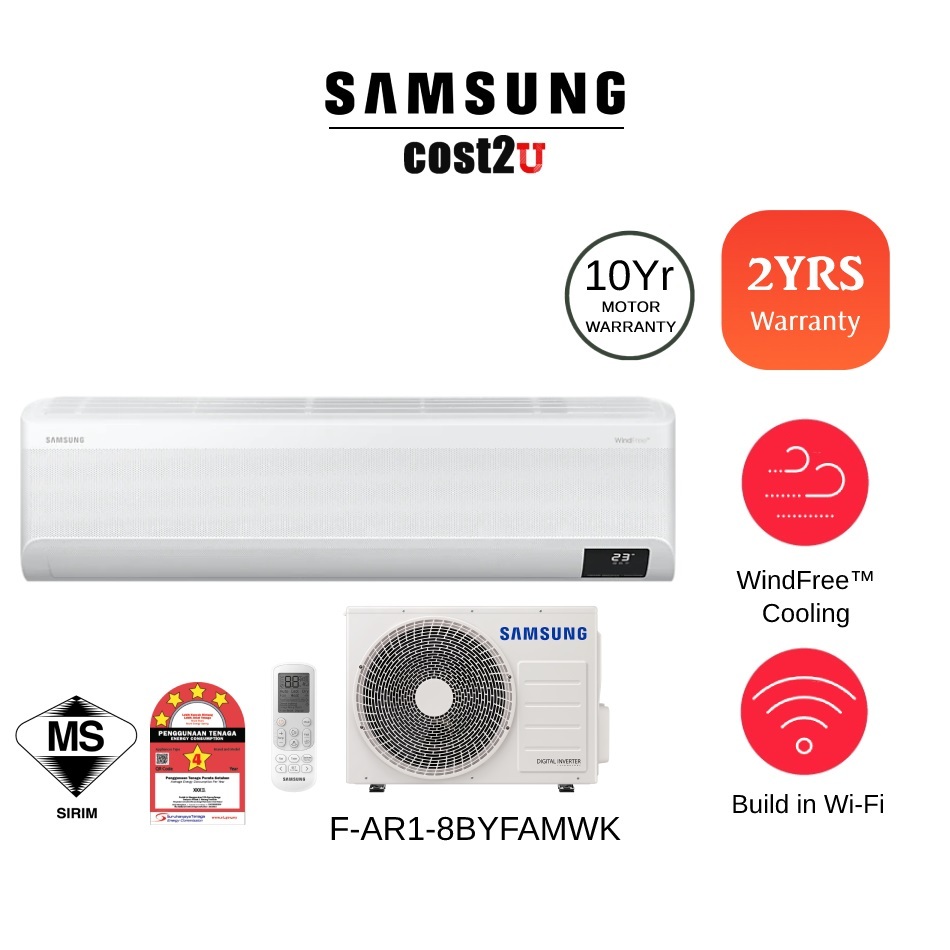 Samsung 2.0HP WindFree Deluxe Inverter Air Conditioner AR1-8BYFAMWK AI ...
