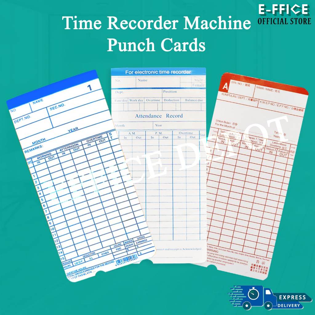 Effice Depot - Time Recorder Punch Card (92 & 100pcs/pack) | Shopee ...