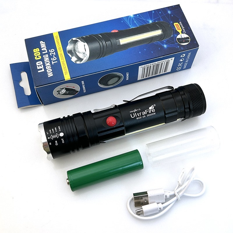 T6-26 Working Light Cob Flashlight Usb Charge Tail Magnetic Work Lamp ...