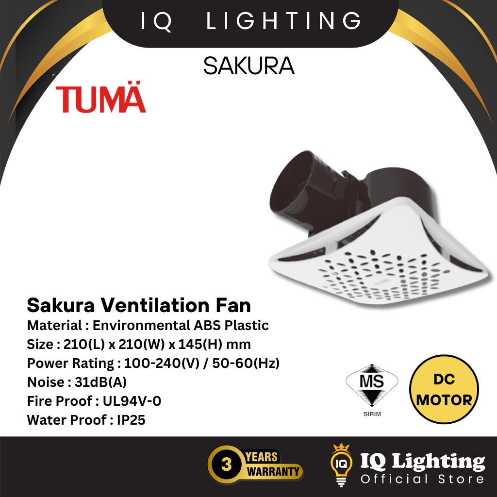 Tuma Sakura DC Motor Ventilator Fan / Ceiling Mounted Exhaust Fan ...