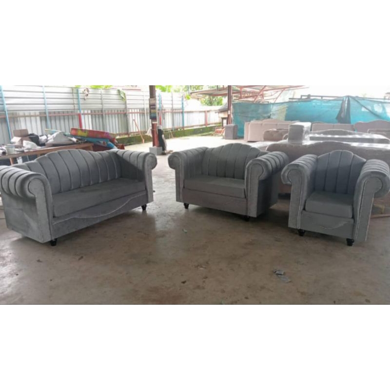 SOFA CHESTERFIELD CANTIK DESIGN JAHIT TANGAN SOFA PERAHU WING CHAIR SET ...