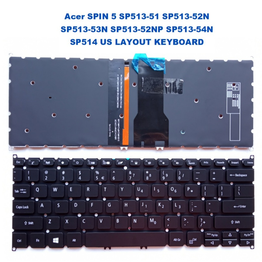 Acer SPIN 5 SP513-51 SP513-52N SP513-53N SP513-52NP SP513-54N SP514 US LAYOUT KEYBOARD | Shopee ...