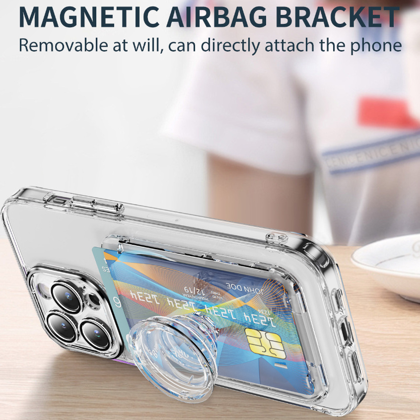 Crystal Magnetic Card Holder With Bracket Case POP GRIP Stand (CLEAR ...