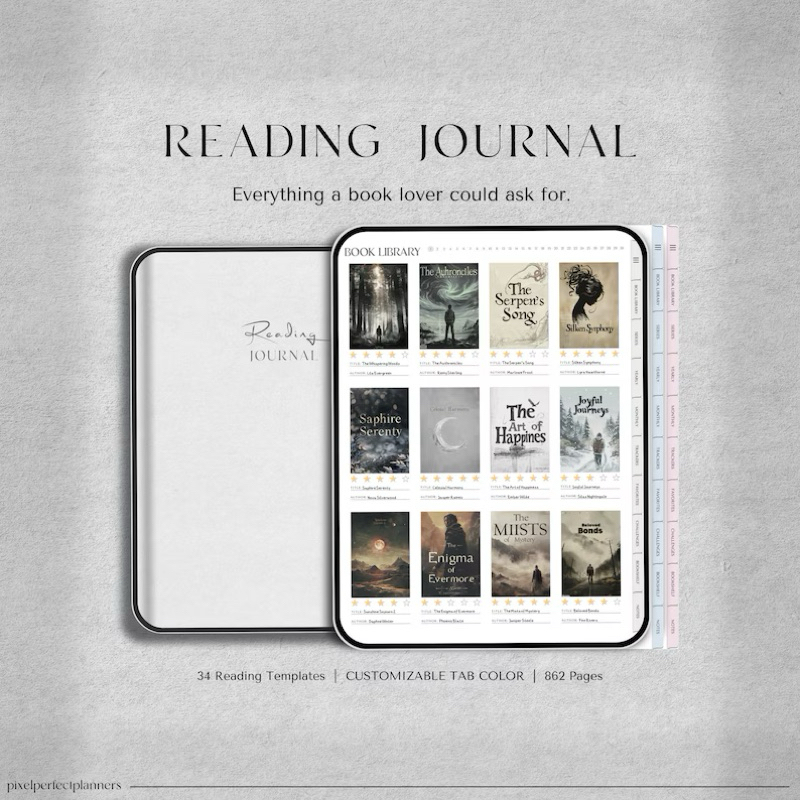 Reading Journal - Digital Book Tracker 📚 Portrait Layout for GoodNotes ...