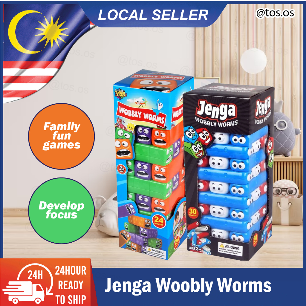 Jenga Wobbly Worms Tower Balancing Game Blocks Game Tower/ Block Mainan ...