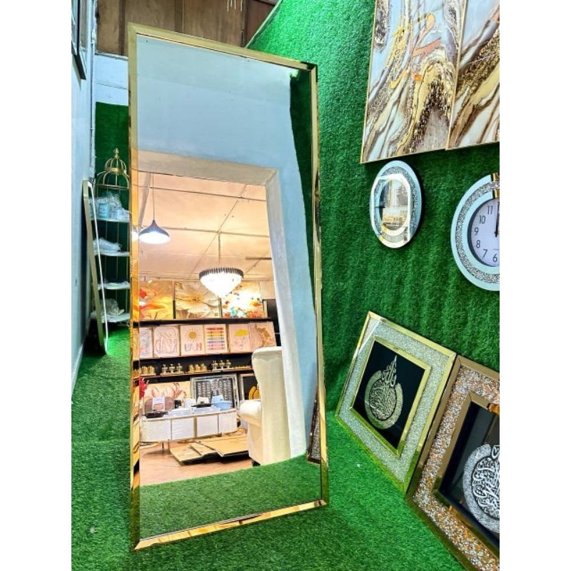 Stand Mirror Cermin Untuk Bilik Ruang Tamu Stainless Steel Gold Size ...