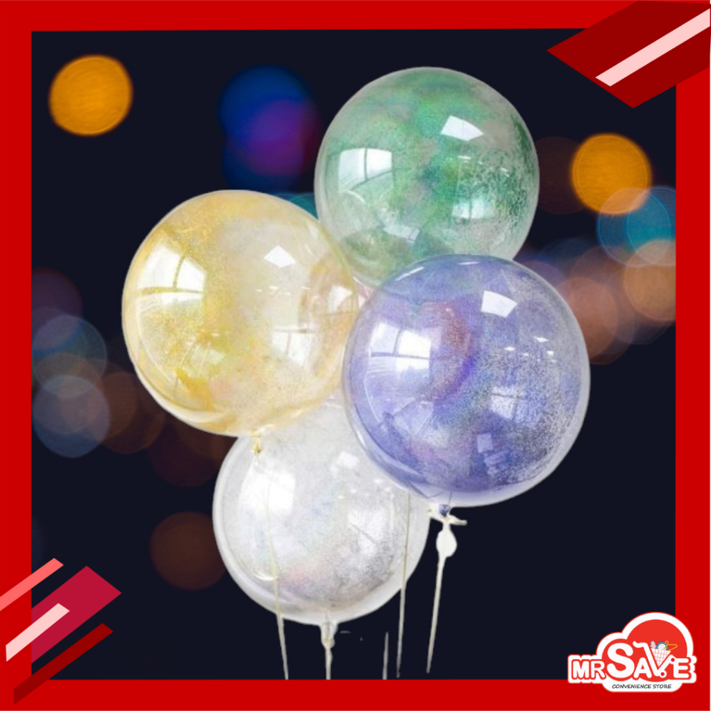[MRSAVE Glitters Shimmer Helium Bobo Balloons Transparent Clear Bubble ...