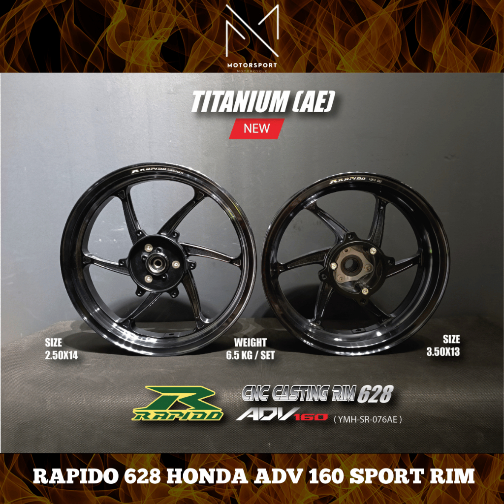 ADV 160 Sport Rim RAPIDO 628 CNC Casting Depan 250 x 14 Belakang 350 x ...