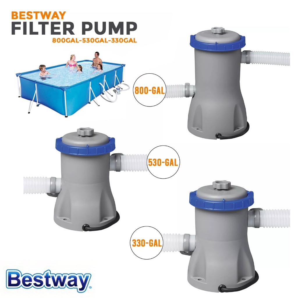 BESTWAY 3 Sizes Flow Clear Filter Pump 1100-8300L Water Circulate ...