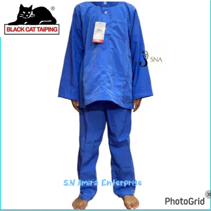 Black Cat SET BAJU MELAYU [BIRU] / Baju Melayu Biru KAFA Sepasang Kain ...
