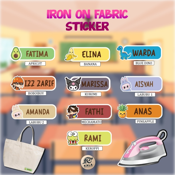 70pcs+- STICKER LABEL PAKAIAN/FABRIK SEKOLAH TAMPAL MENGGUNAKAN IRON ...