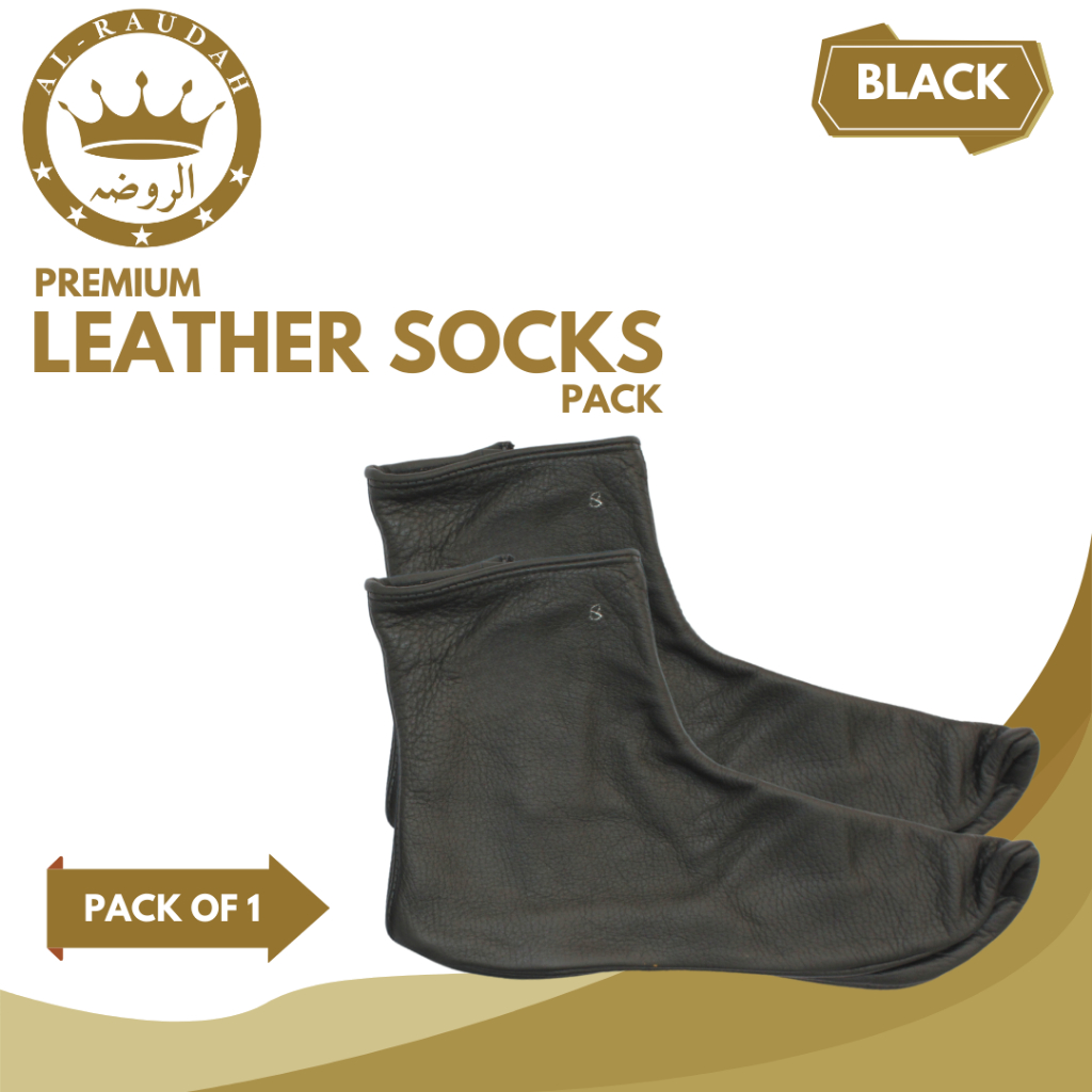 Al Raudah Ankle High Khuff Leather Socks| Unisex |Waterproof/Wudu Socks ...
