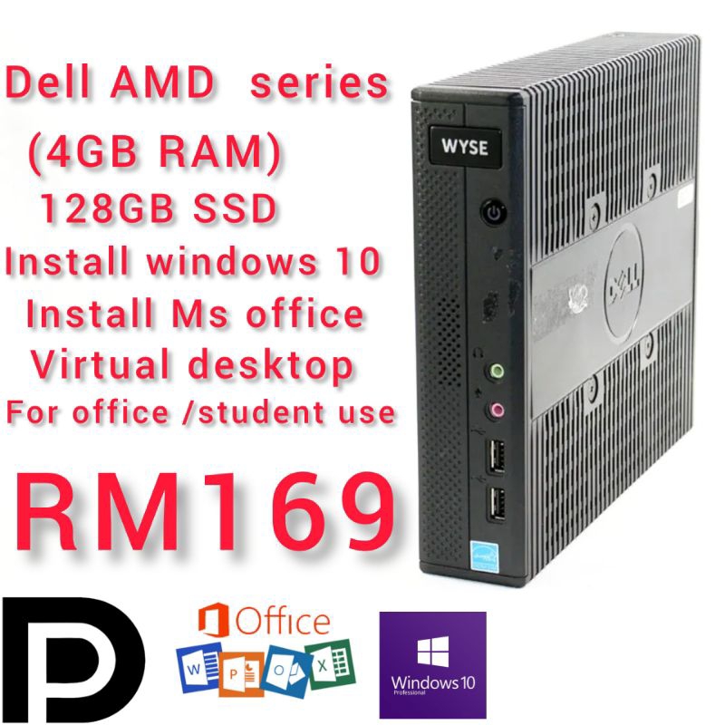 Refurbished Dell Wyse AMD thin client virtual desktop 4GB RAM 128GB SSD ...