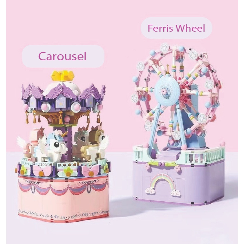 Carousel/Ferris Wheel Music Box DIY Buidling Block Puzzle Connection ...