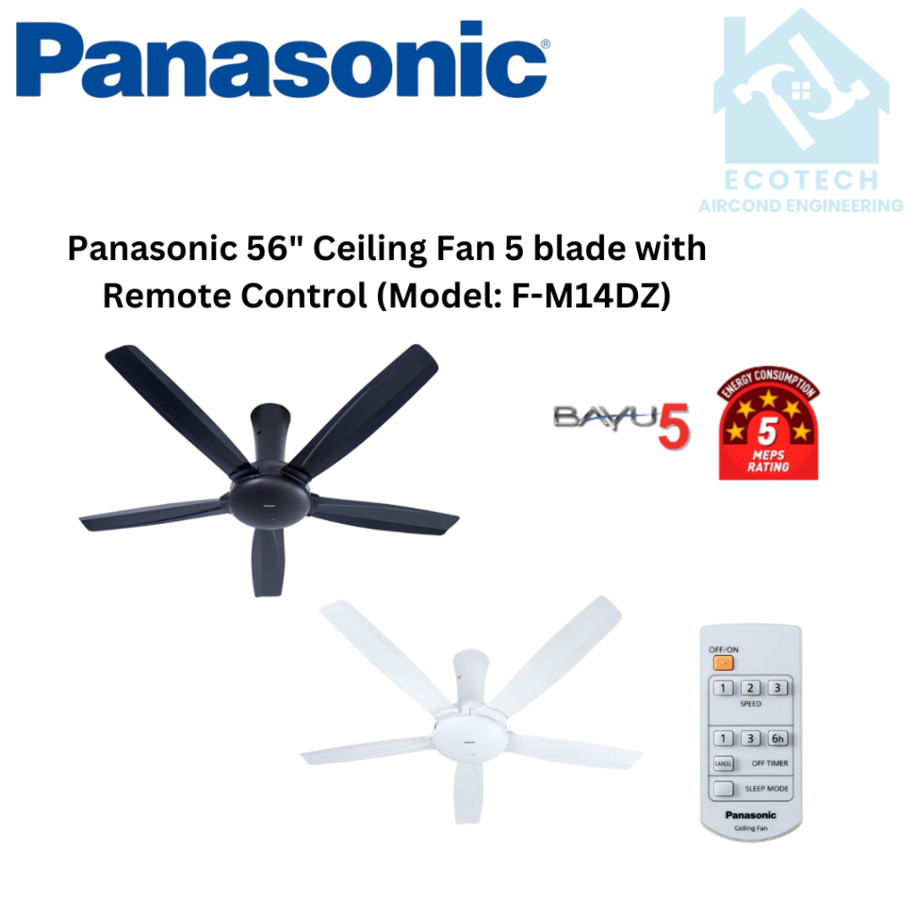 Panasonic 56" Ceiling Fan 5 blade with Remote Control (Model: F-M14DZ ...