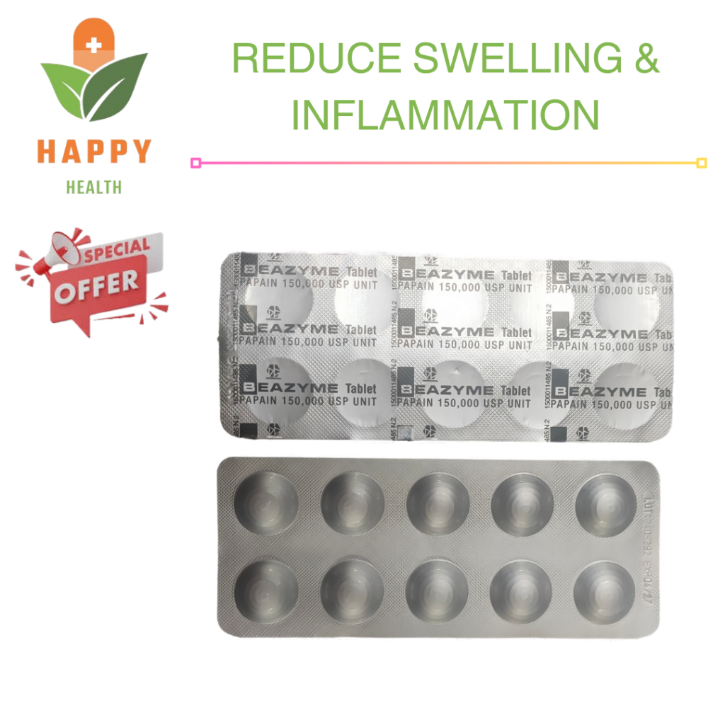 [ Exp 4/2027 ] Beazyme Tablet 10'S ( Papain 150,000 USP) - Reduce ...