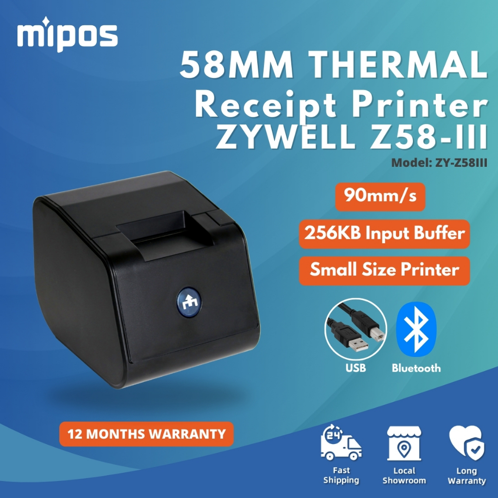 ZYWELL Z58III 58mm Thermal Receipt Printer [Restaurant / Retail/ Mesin ...