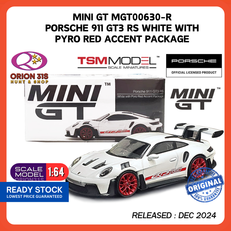 Mini GT 630 Porsche 911 GT3 RS White with Pyro Red Accent Package RHD ...