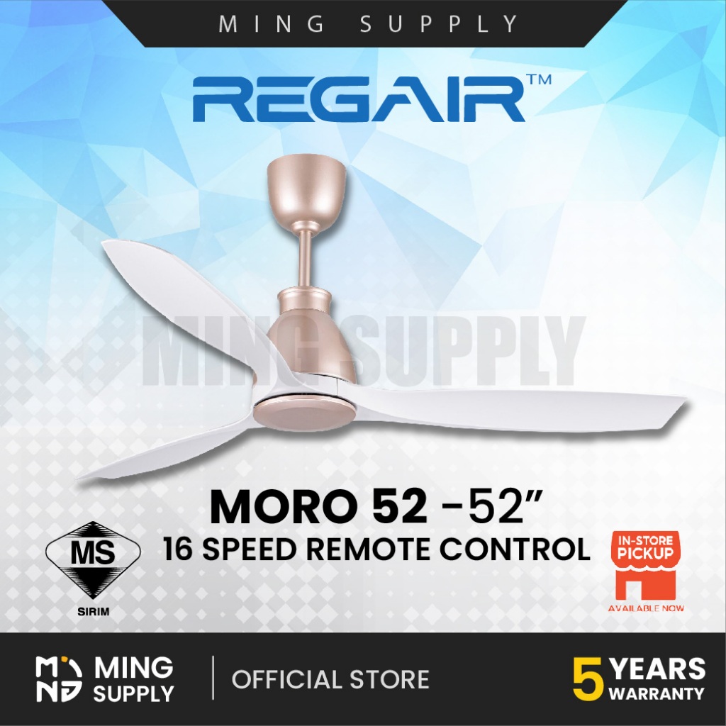 (Sirim) REGAIR Ceiling Fan MORO 52 LED Light Fans Remote Control Timer ...