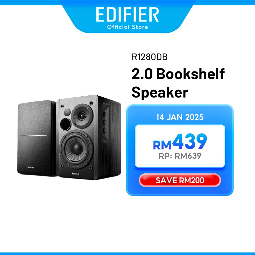 Edifier R1280DB Bookshelf Speaker - Bluetooth V5.1 | 4" Mid Bass ...