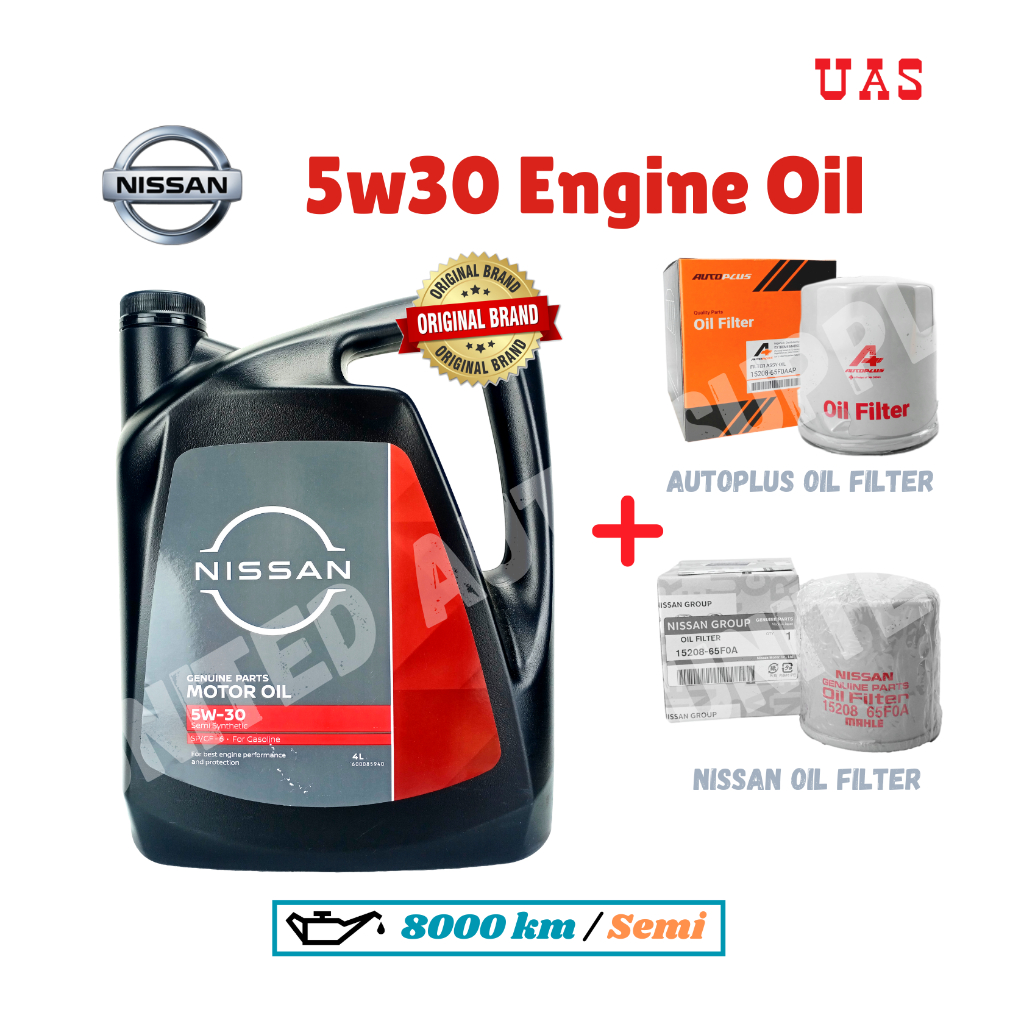 NISSAN Engine Oil 5W30 Semi Synthetic Combo Oil Filter Set | Shopee ...