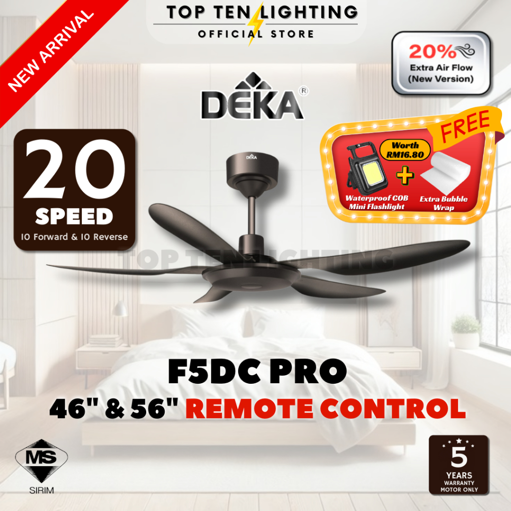 (Sirim) DEKA F5DC PRO Ceiling Fan Remote Control 10+10 Speed Kipas ...