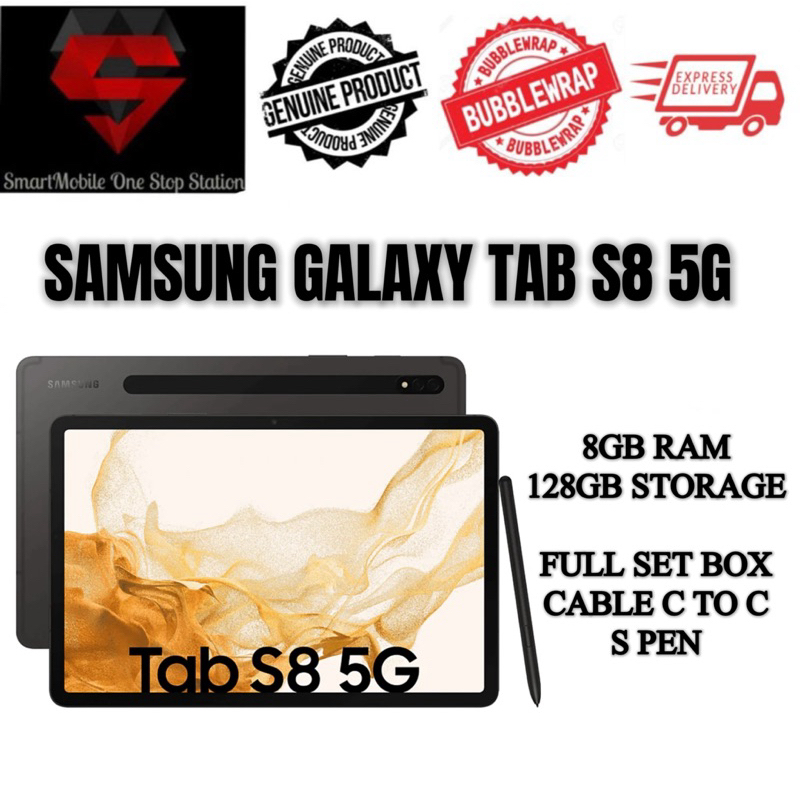 [DEMO SET] SAMSUNG GALAXY TAB S8 5G | 8GB RAM | 128GB STORAGE (FULL SET ...