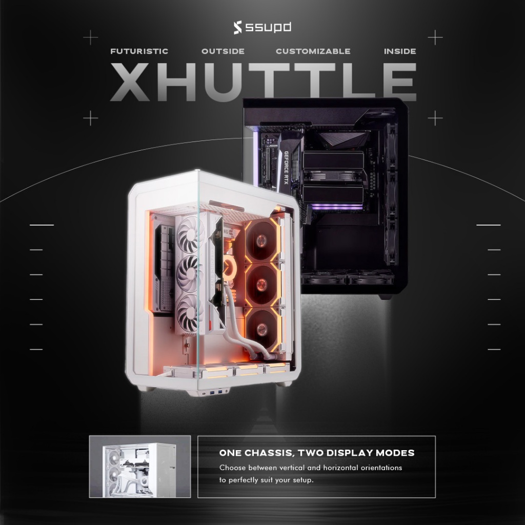 # SSUPD Xhuttle - Dual Chamber ATX Mid Tower T.G PC Case With 3 x 120mm ARGB Fans Pre-Installed ...