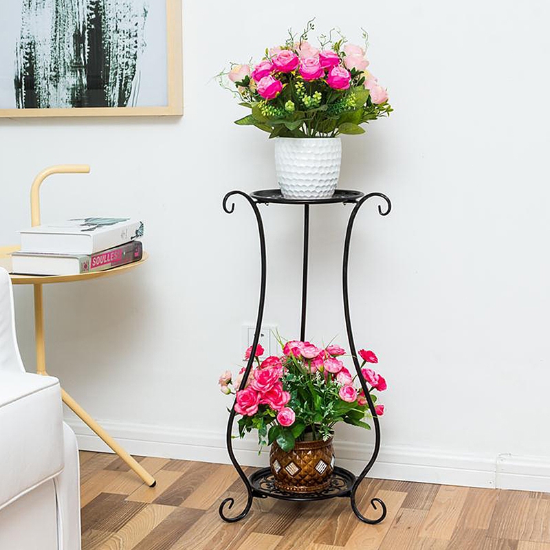 Balcony Multi Layer Flowers Pot Stand 50/60CM Floor Iron Flower Shelf ...