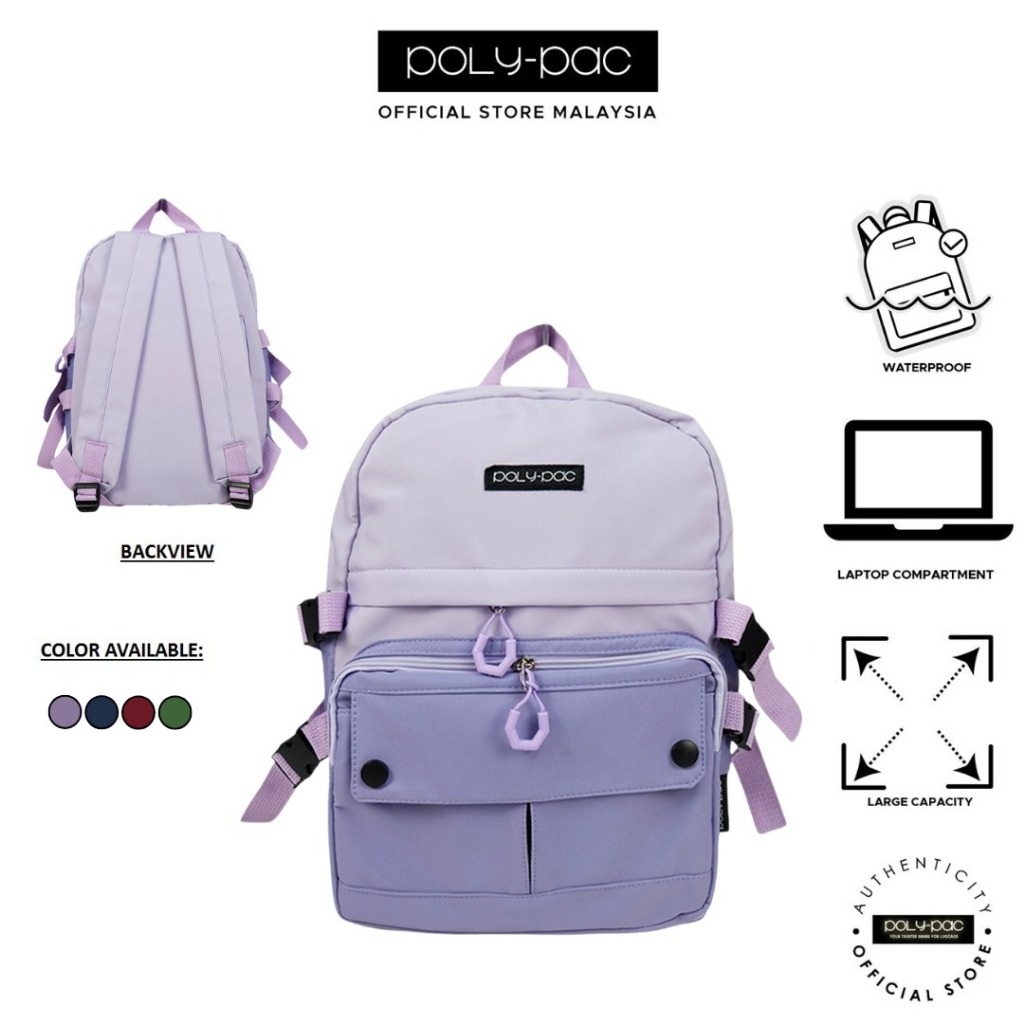 Poly Pac 16" Colorful Style Waterproof Polyester Fabric Casual Backpack ...
