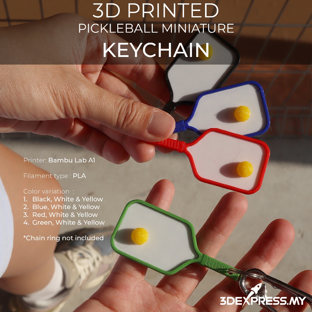 [3D PRINTED] Pickleball Miniature Keychain- Unique and Colorful Design ...