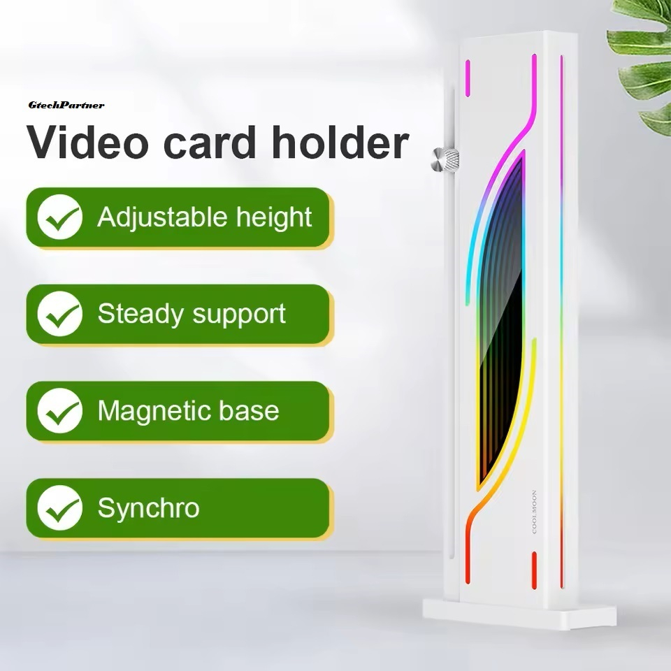Coolmoon GPU Stand Holder ARGB Adjustable Support Mirror Transparent ...